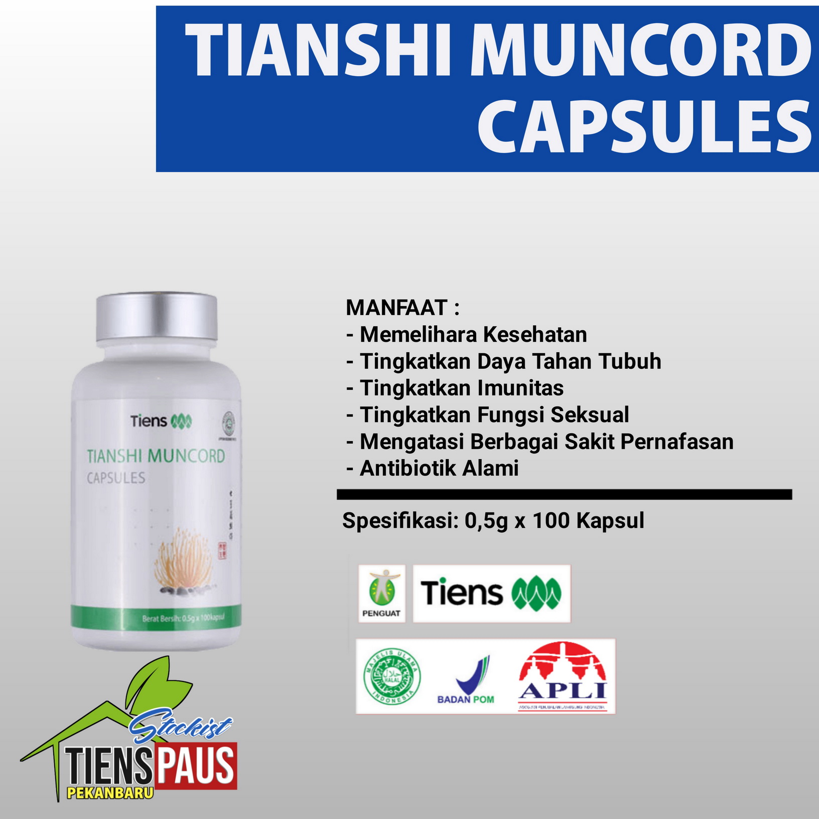 Tianshi Muncord Capsules | Stockist Tiens Pekanbaru